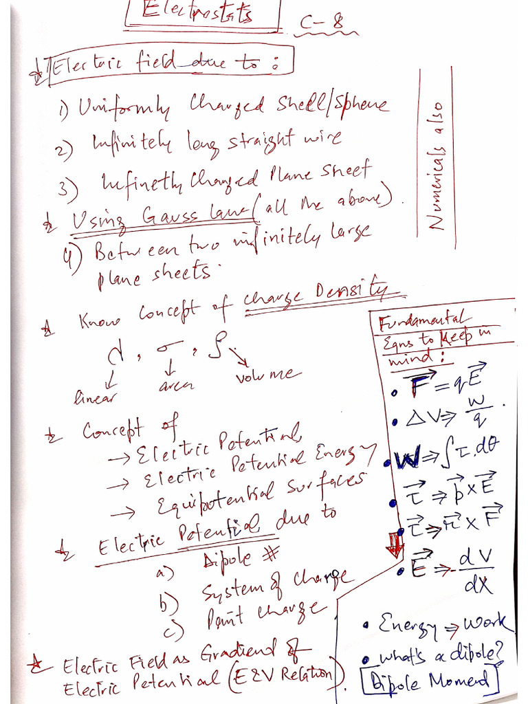 electrostatics - chapter 8 - maha board | PDF