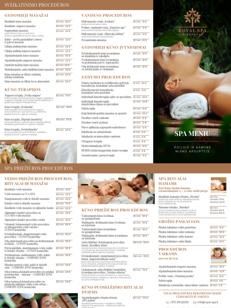 RoyalSPA Meniu LT-2022 | PDF