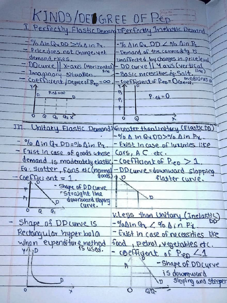 Handwritten Notes About Degree of Price Elasticity | PDF