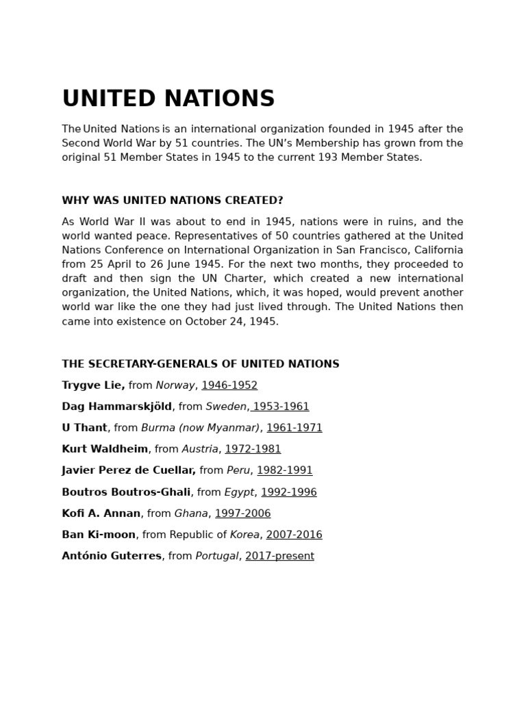 United Nations Group 1 | PDF | United Nations | International Relations