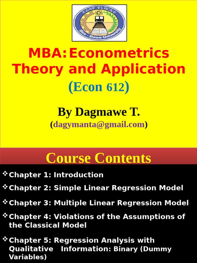 Econometrics: Theory and Applications | PDF | Ordinary Least Squares ...