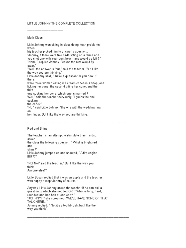 Little Johnny's Dirty Joke Collection | PDF