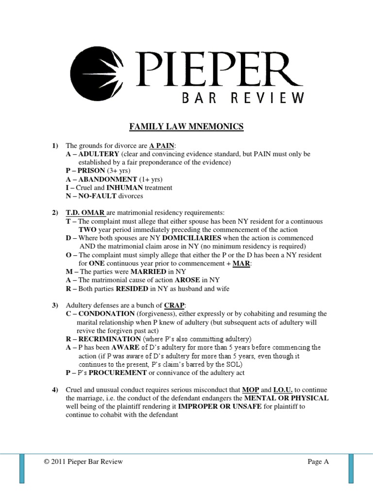 Family Law Mnemonics - Recoupment Chart | PDF | Child Support | Child ...