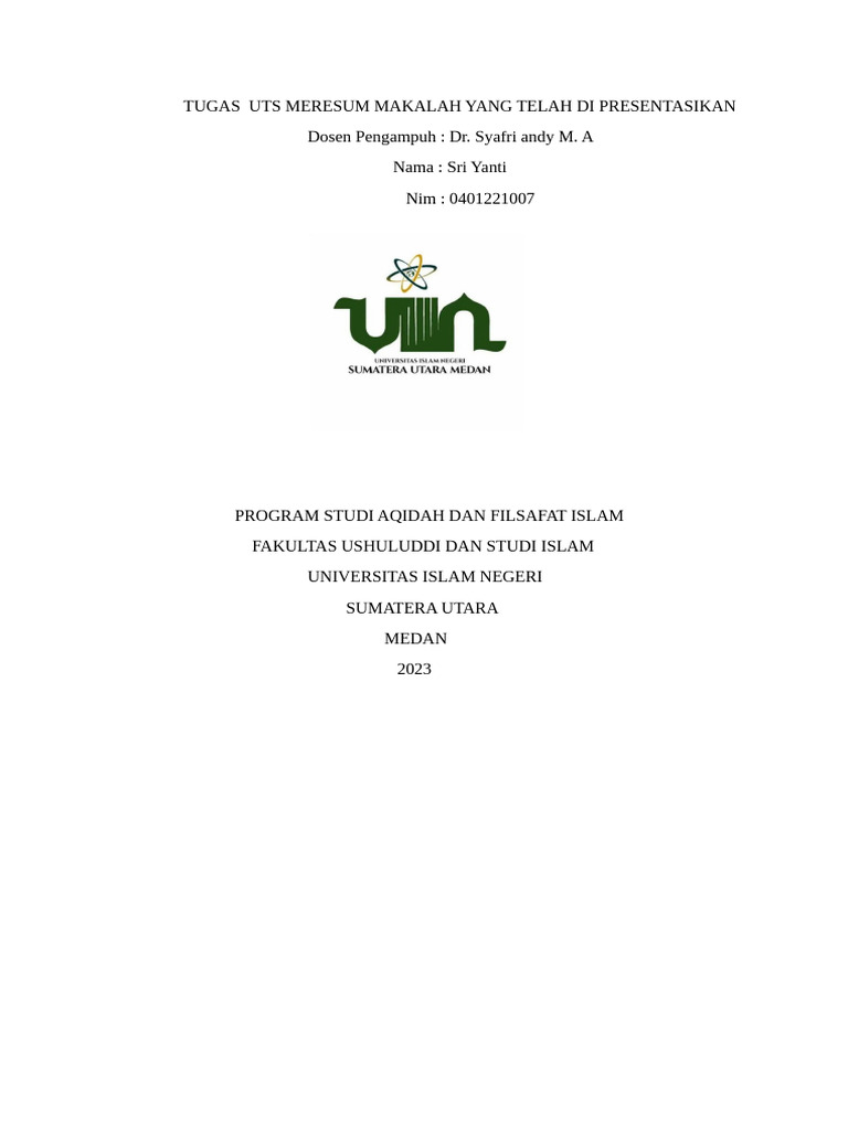 Sri Yanti (0401221007) | PDF