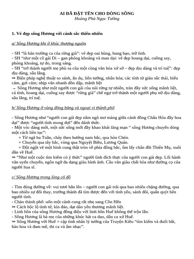 AI ĐÃ ĐẶT TÊN CHO DÒNG SÔNG | PDF