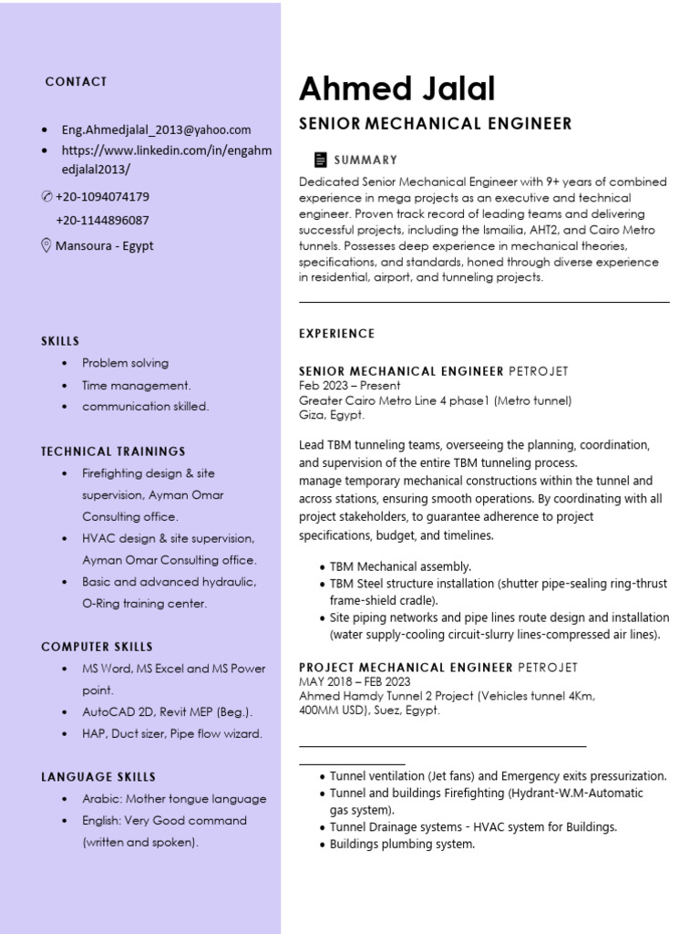 Ahmed Jalal-senior Mech Eng | PDF | Engineering | Home Appliance