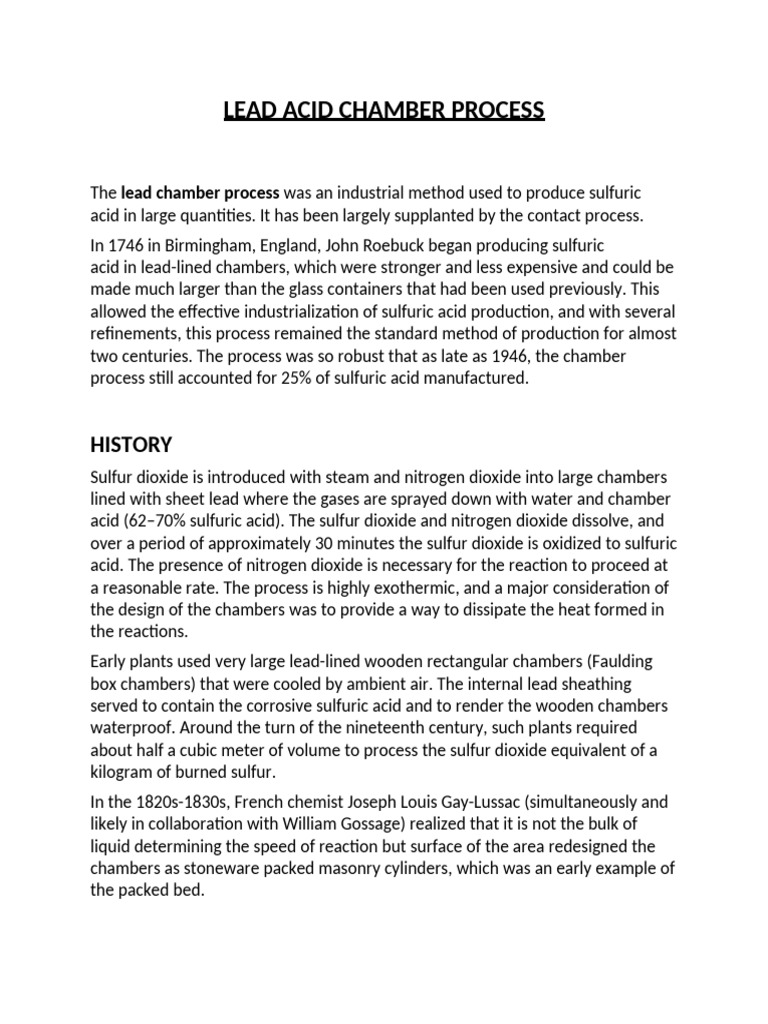 LEAD ACID CHAMBER PROCESS | PDF | Chemistry | Chemical Substances