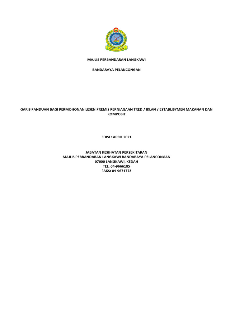 Garis Panduan Lesen Premis Perniagaan Majlis Perbandaran Langkawi ...