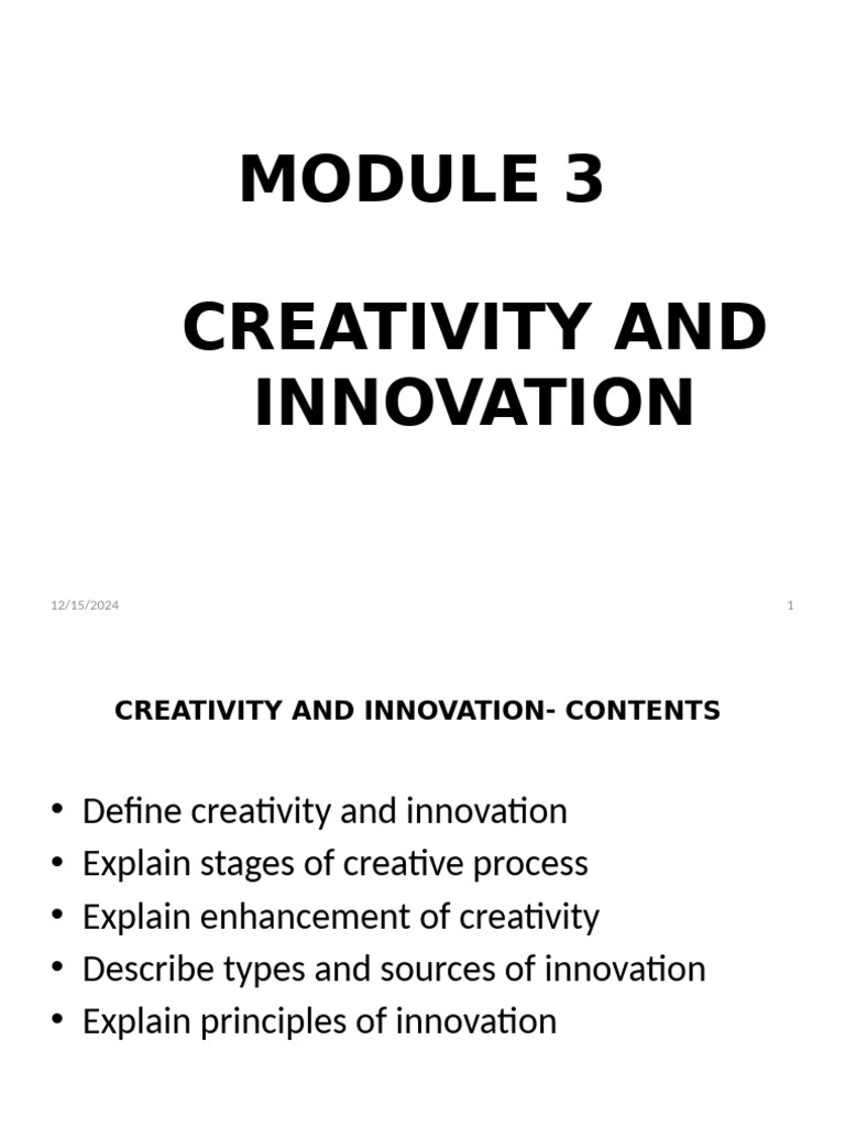 MODULE 3 | PDF | Creativity | Innovation