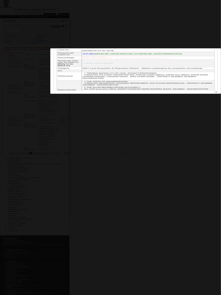 Case Status Supreme Court of India | PDF | Judge | Supreme Court Of India
