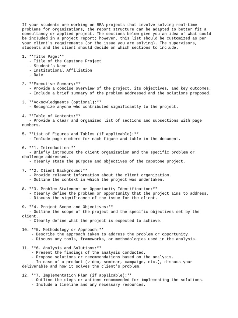 BBA Project Report Structure Guide | PDF | Methodology