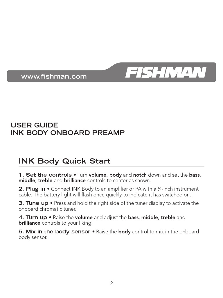 Fishman INK BODY User Guide En | PDF | Double Bass | Guitars