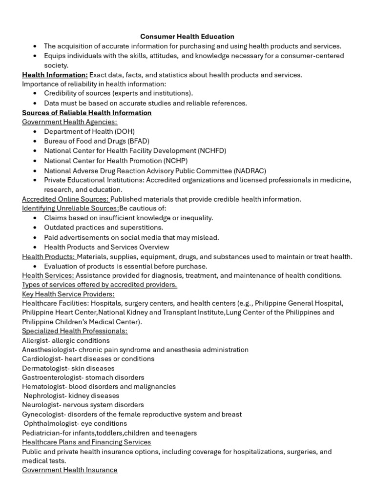 Health Literacy for Informed Consumers | PDF | Health Maintenance ...