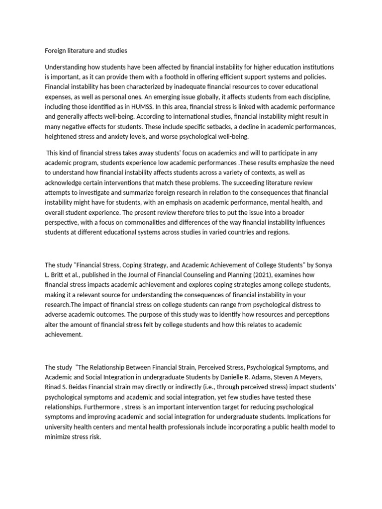 Foreign Literat WPS Office | PDF | Stress (Biology) | Psychology