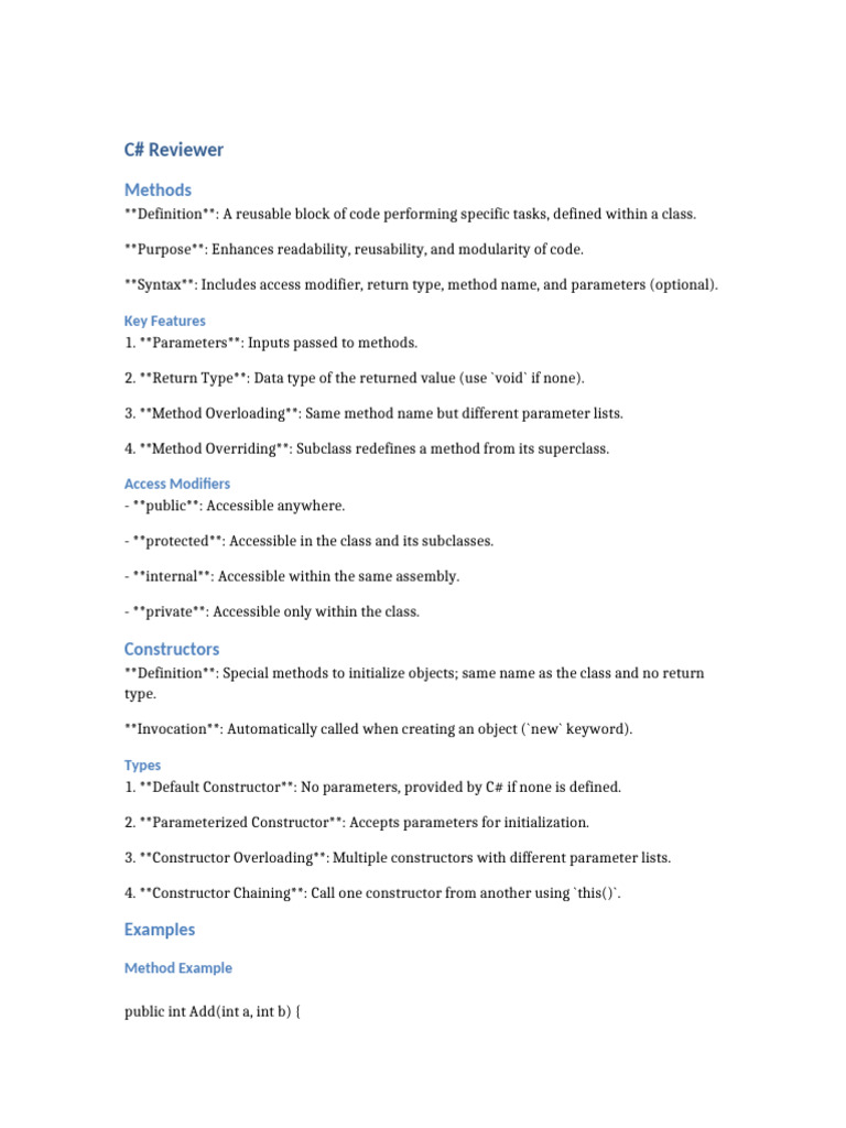 CSharp Reviewer | PDF