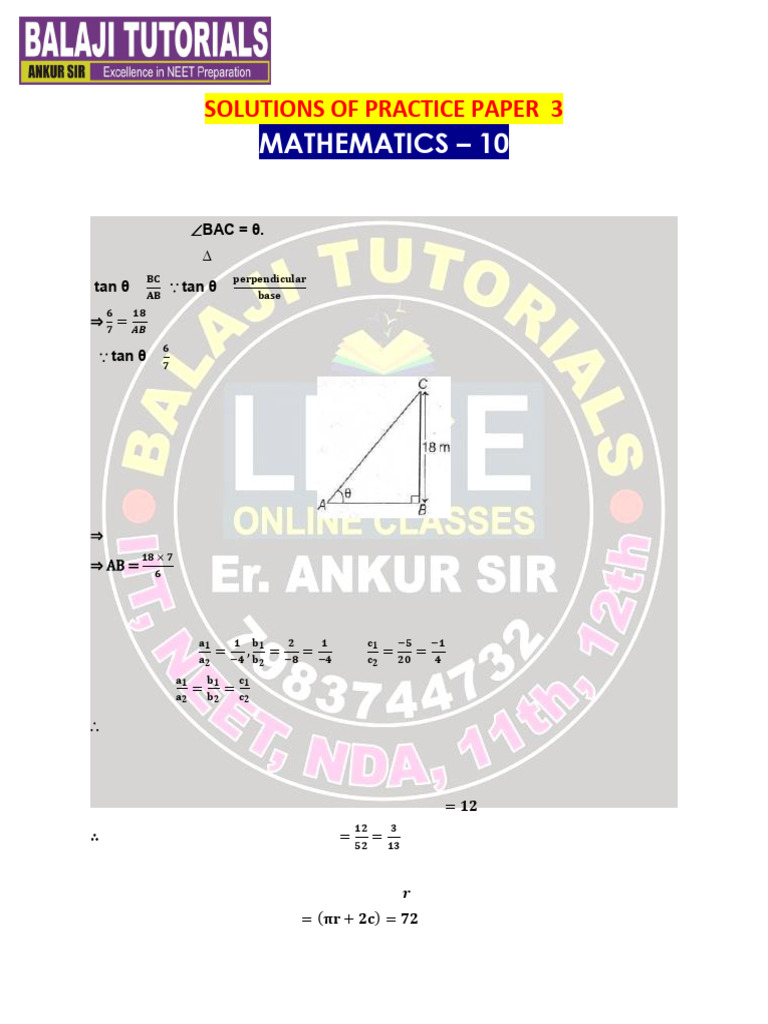 Solution of Practice Paper 3 | PDF | Geometry | Mathematics