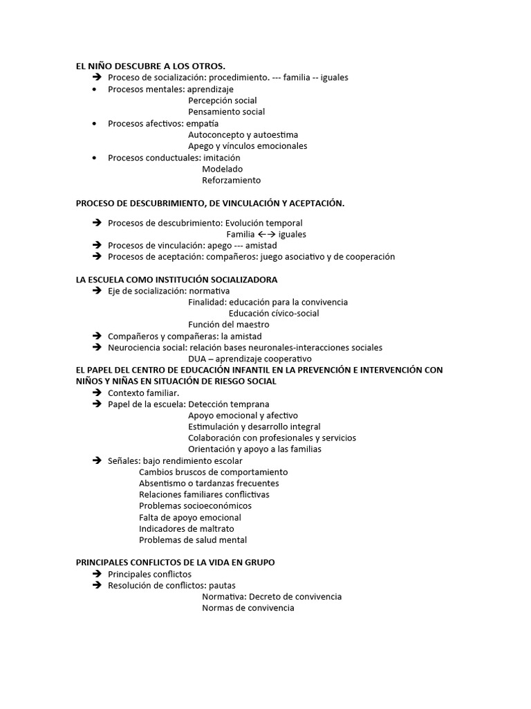 Infantil - Esquema Tema 4 | PDF