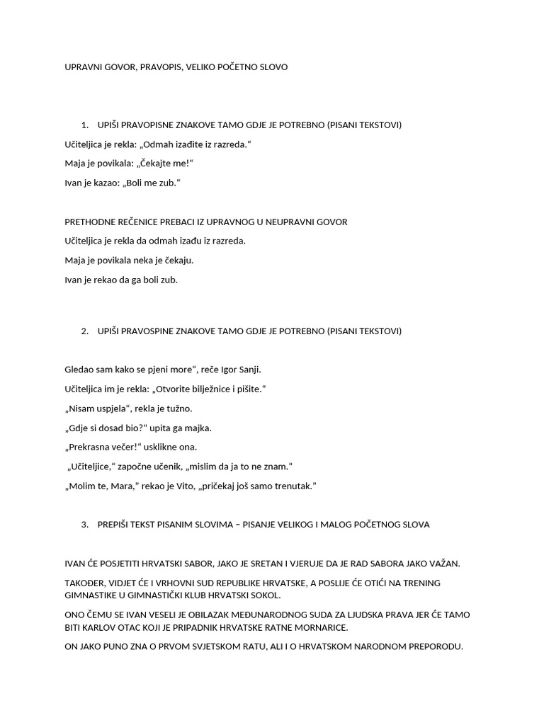 Upravni Govor - Vježba | PDF