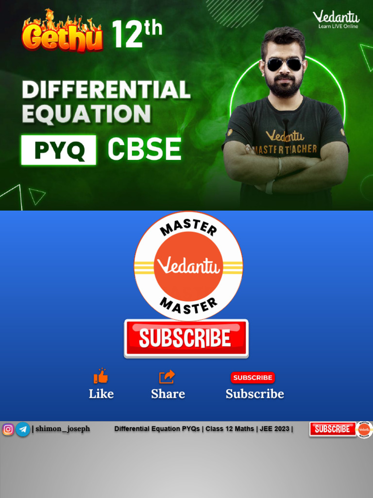 Differential Equation PYQs - Class 12 Maths - JEE 2023 | PDF | Ordinary Differential Equation ...