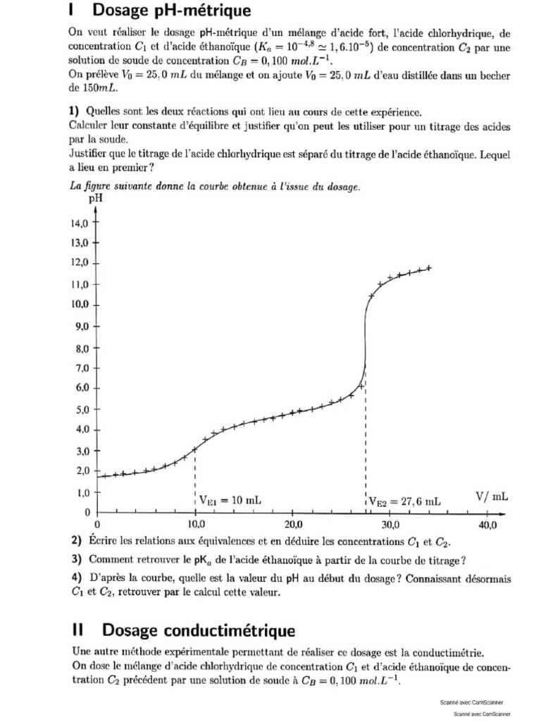 Problème Corrig de Dosage Acide Base | PDF