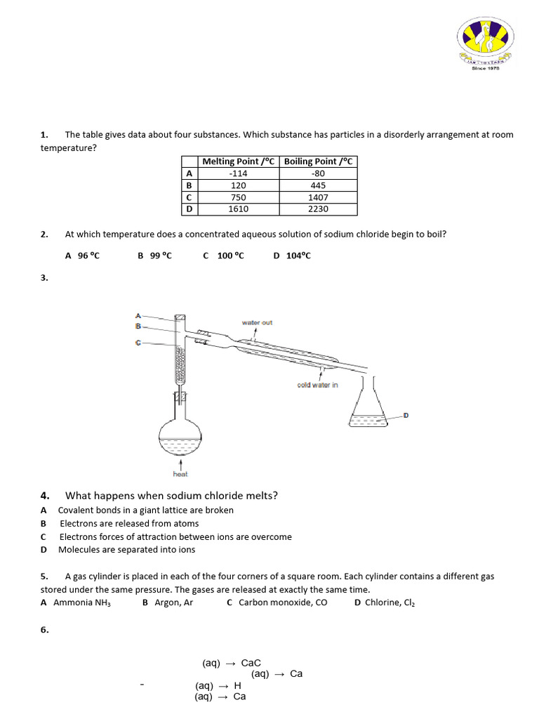 Class 9 Chemistry Speed Test Questions | PDF | Oxide | Chloride