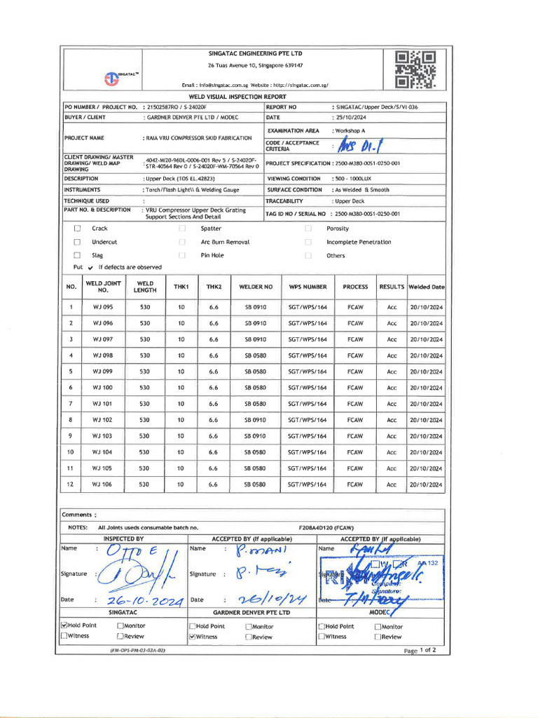 ATT014 Grating Visual Inspection Report | PDF