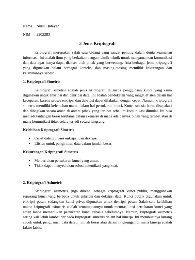3 Jenis Kriptografi | PDF