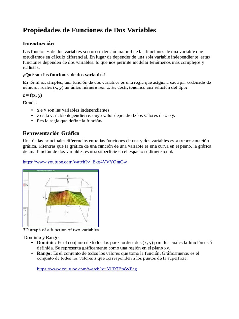 Funciones de 2 Variables | PDF | Función (Matemáticas) | Degradado