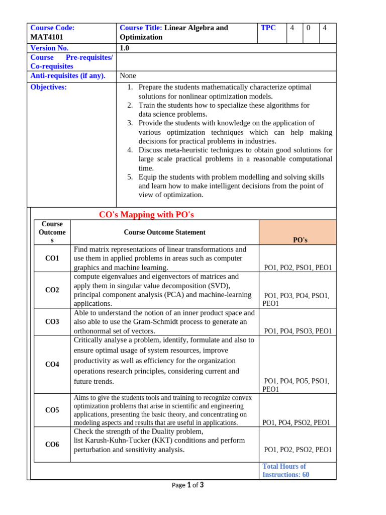 Mat4101 Linear-Algebra-And-optimization Th 1.0 4 Mat4101 Linear Algebra ...