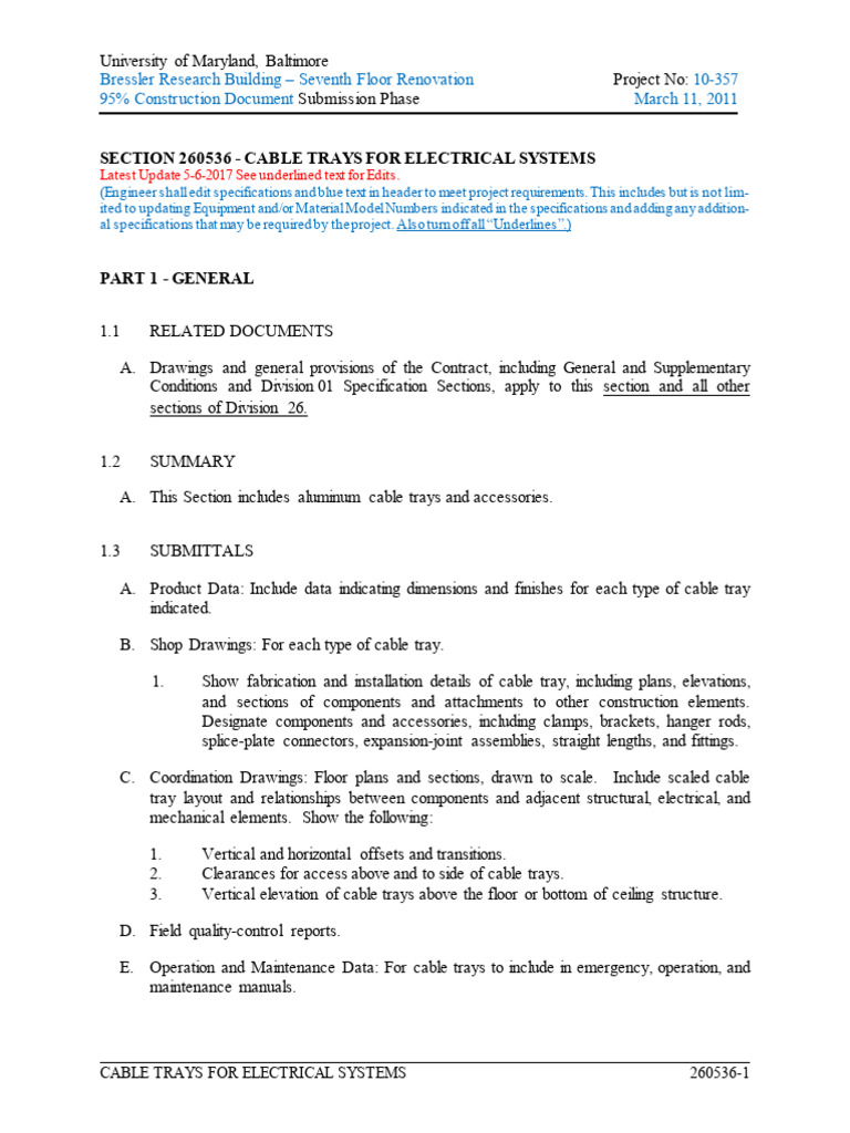 Cable Tray Installation for Electrical Systems | PDF | Electrical ...