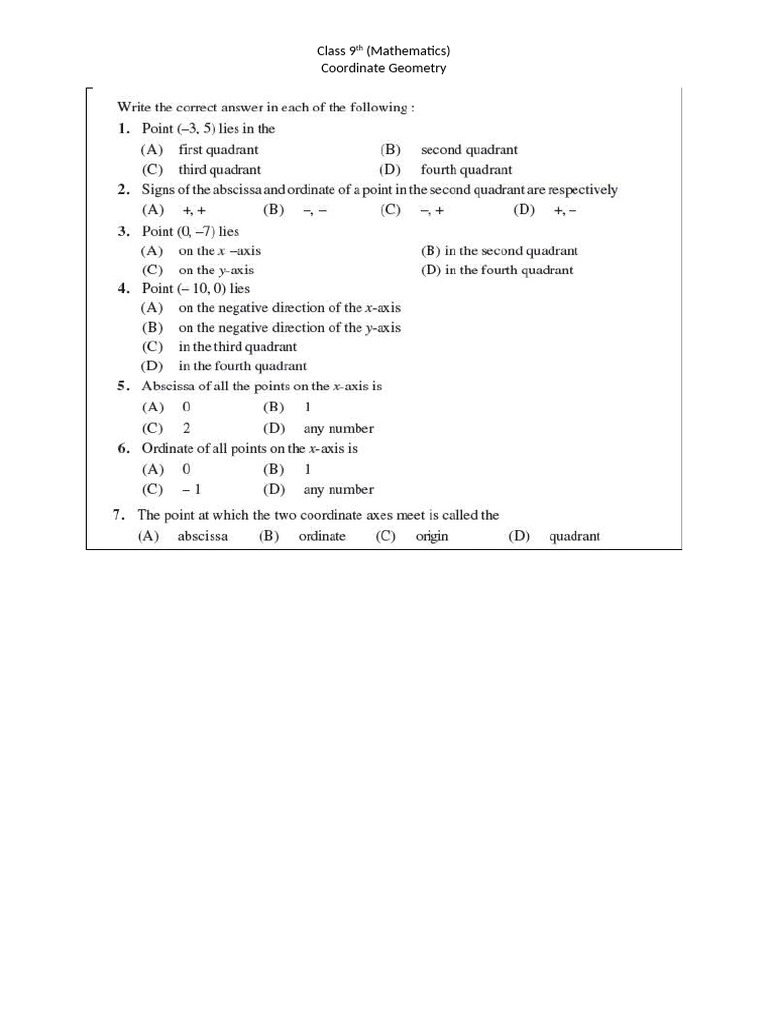 Assignment (Coordinate Geometry) | PDF