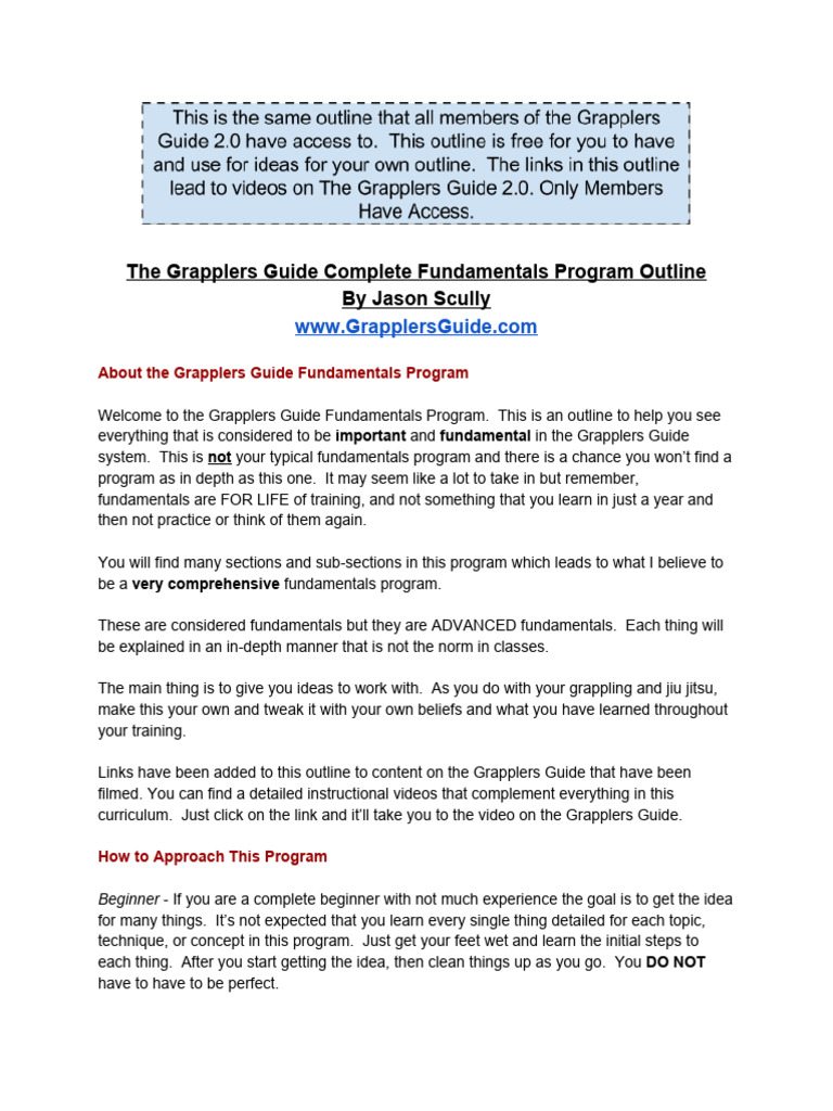 Grapplers Guide Fundamentals Outline | PDF | Grappling | Mixed Martial ...