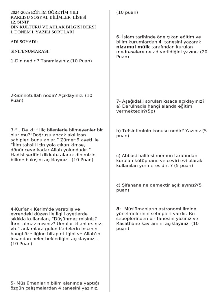 son 12-sinif-dkab-1-donem-1-yazili | PDF