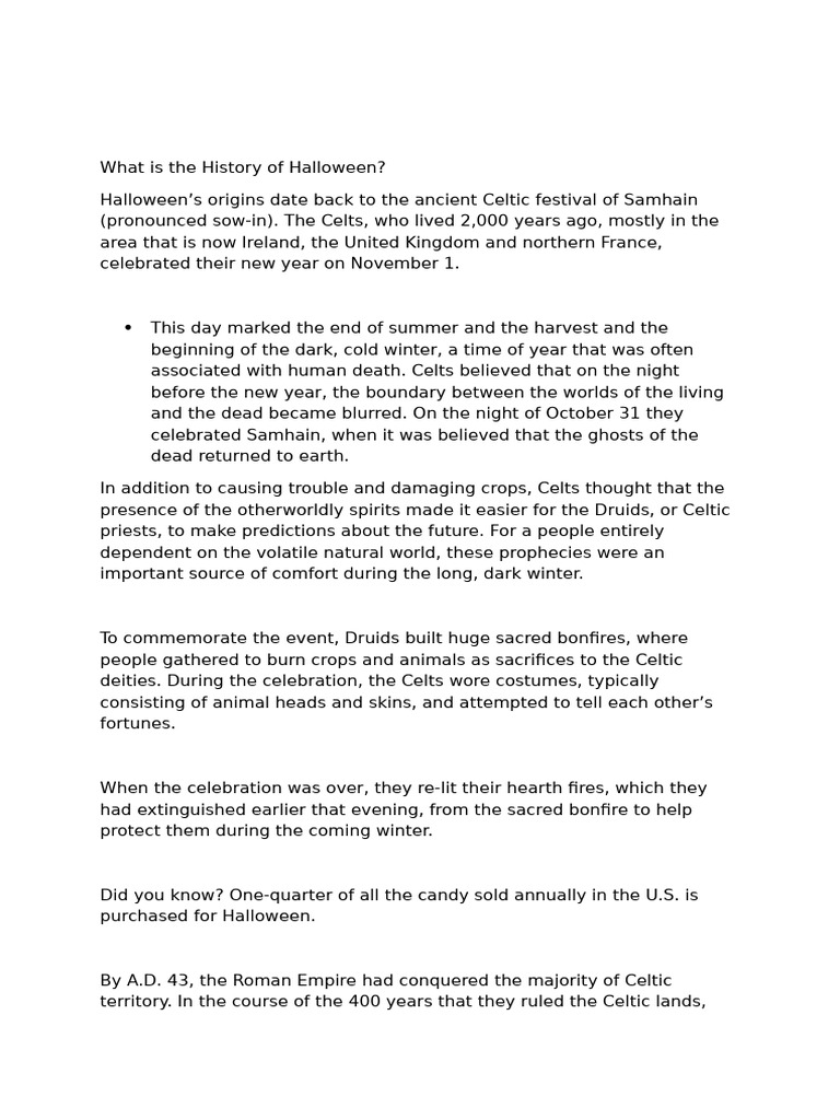 History of Halloween Origins Explained | PDF