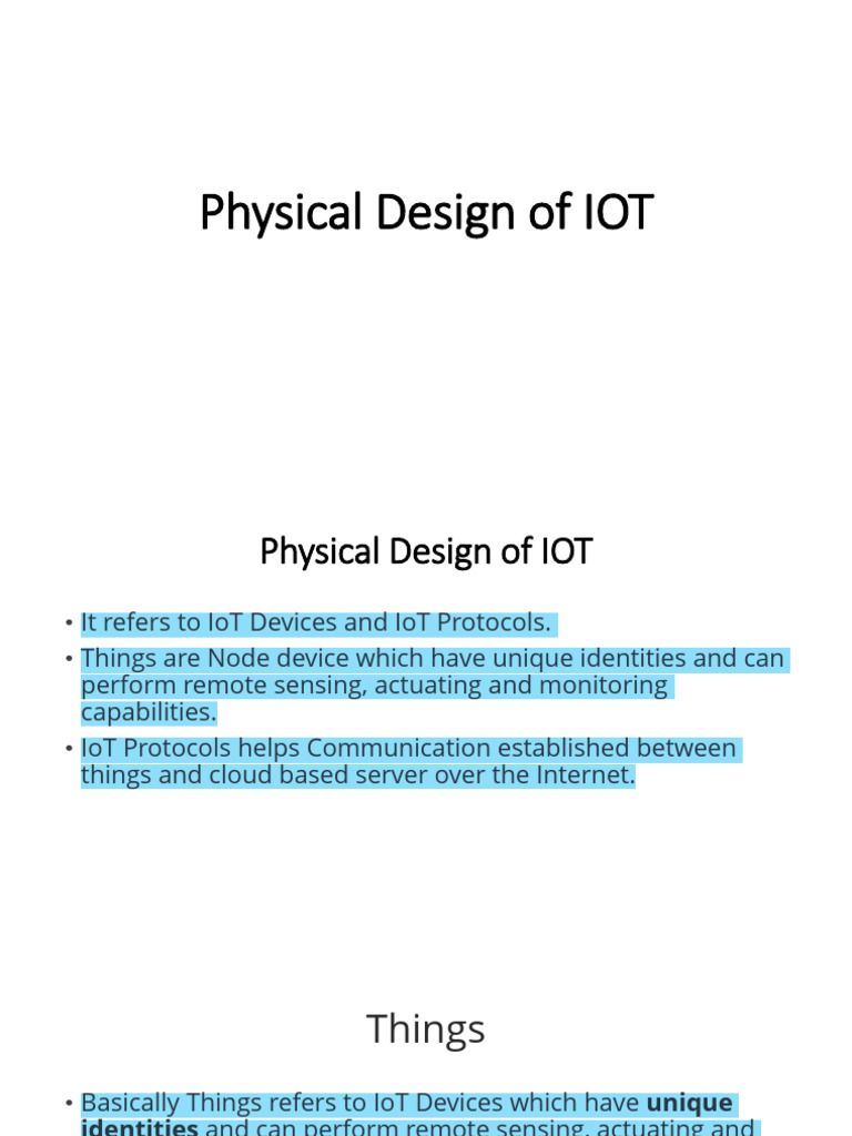 Physical Design of IOT | PDF | Computer Network | Internet Of Things