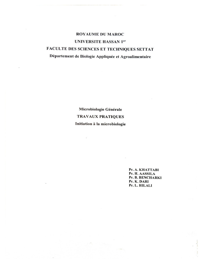 Polycopié de TP de Microbiologie | PDF