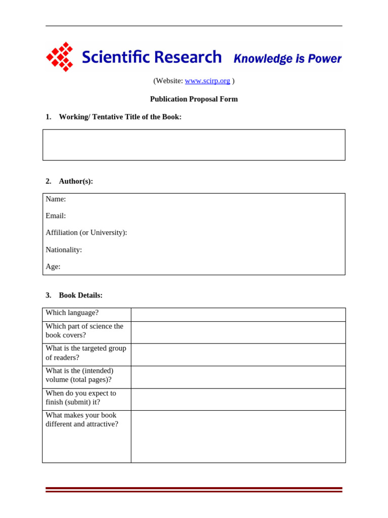 Publication Proposal Form Template | PDF