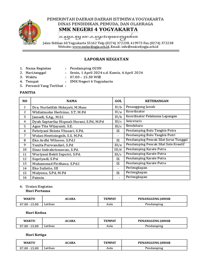 Laporan O2SN New 2024 | PDF