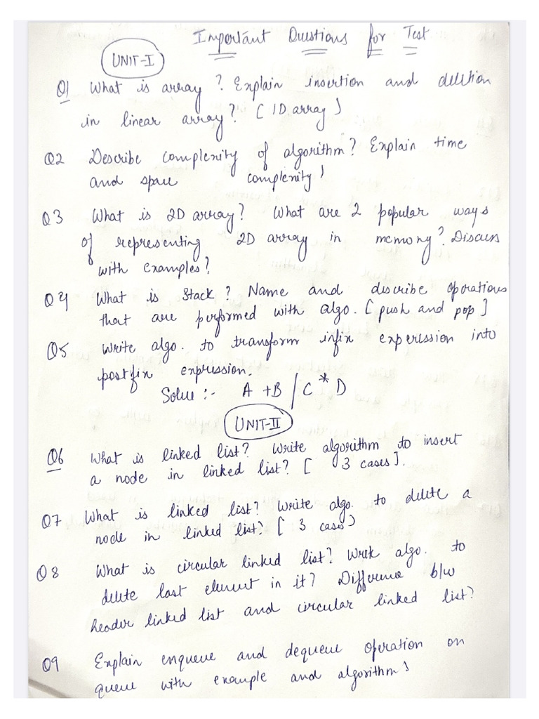 PU Important Questions | PDF