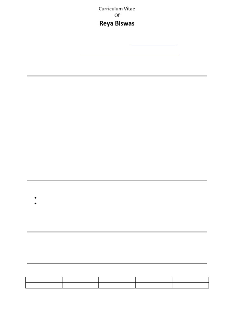 Curriculum Vitae (Reya Biswas) | PDF
