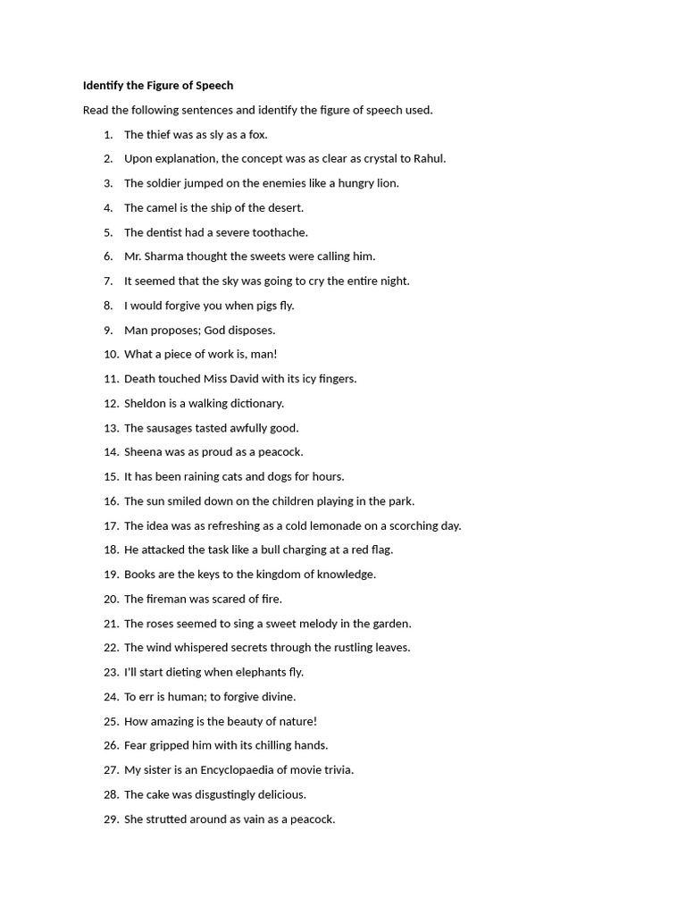 Figures of Speech Class | PDF