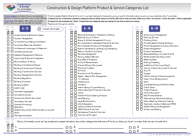 Construction Design Product Categories List | PDF | Wall | Building