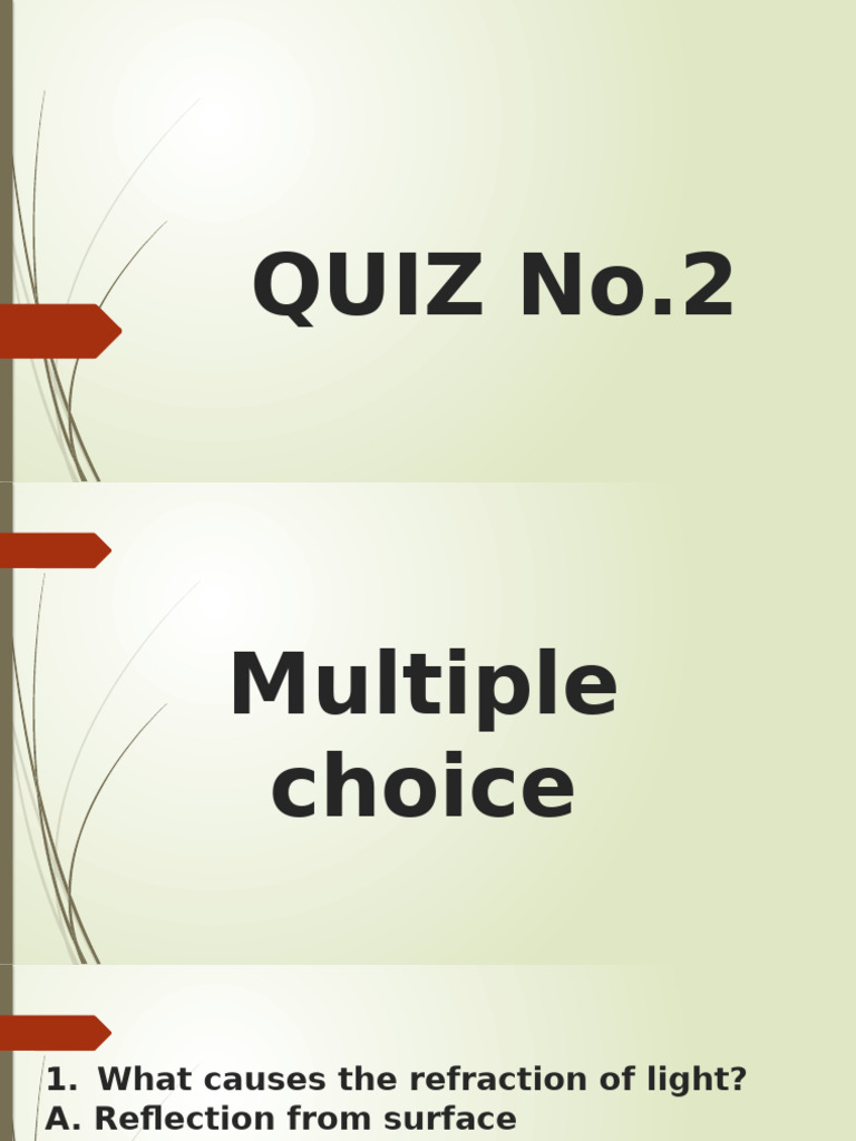 QUIZ No.2 Refraction. | PDF | Refraction | Refractive Index
