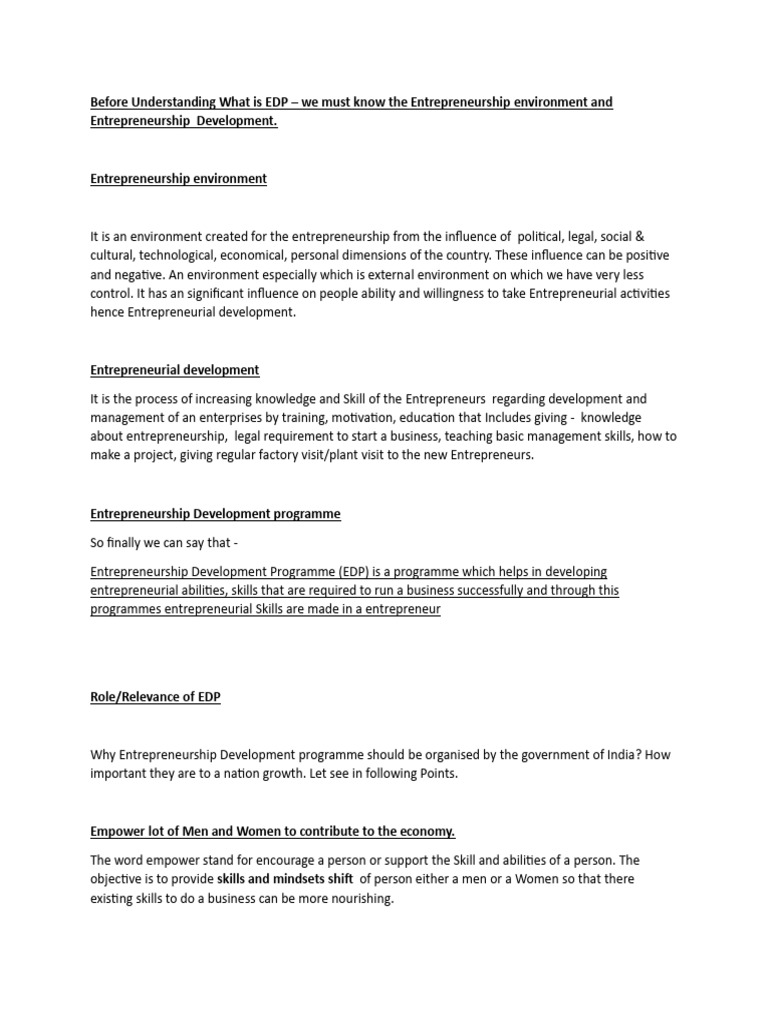 about EDP | PDF | Entrepreneurship | Economies