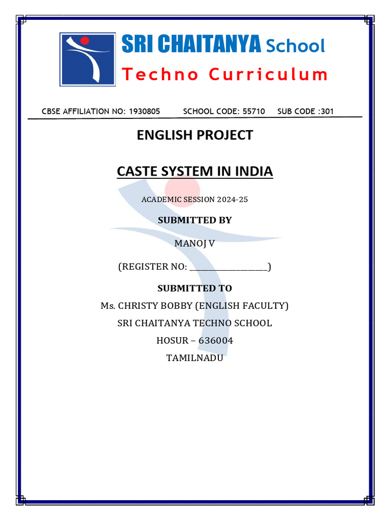 English Project Front Page | PDF