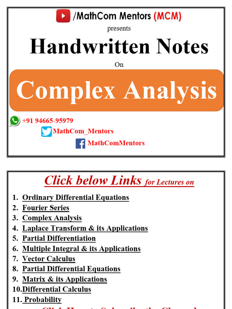 CA - Complex Analysis Handwritten Notes 25-04-2020 (Password ...