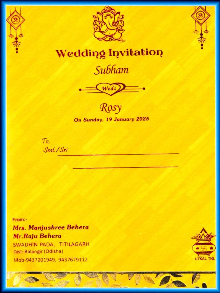 Subham Weds Rosy | PDF