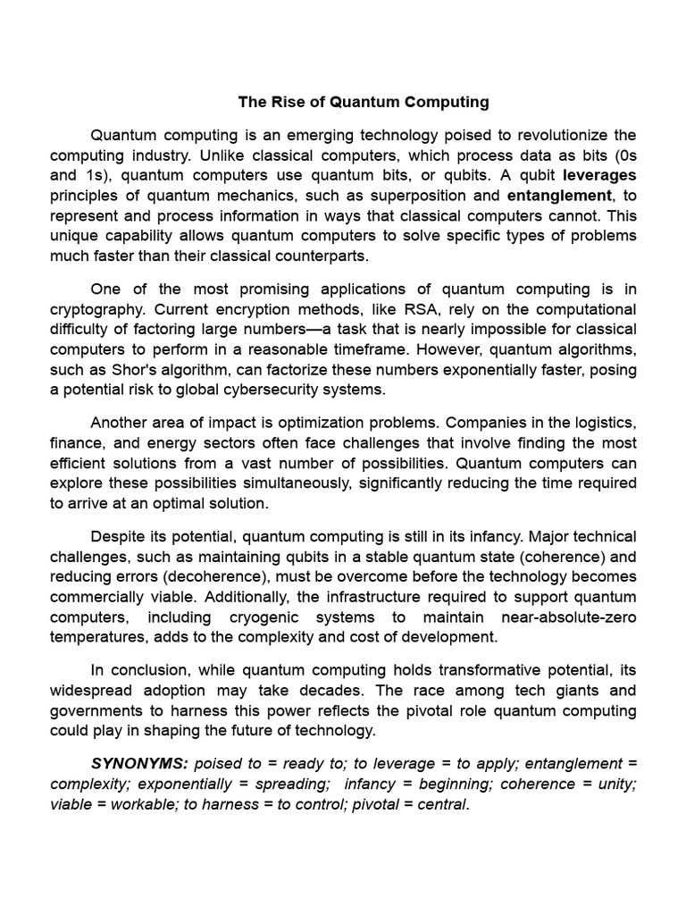 Quantum Computing: Future and Challenges | PDF | Quantum Computing ...