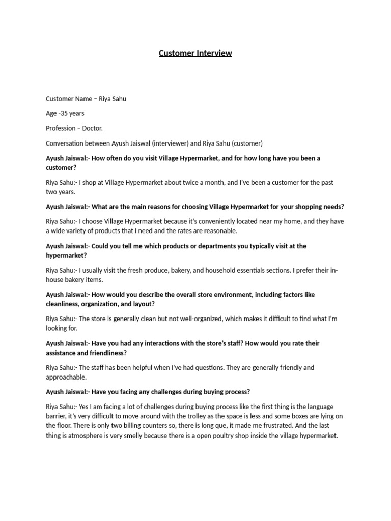 Customer Interview and Reflection Note | PDF | Human Communication