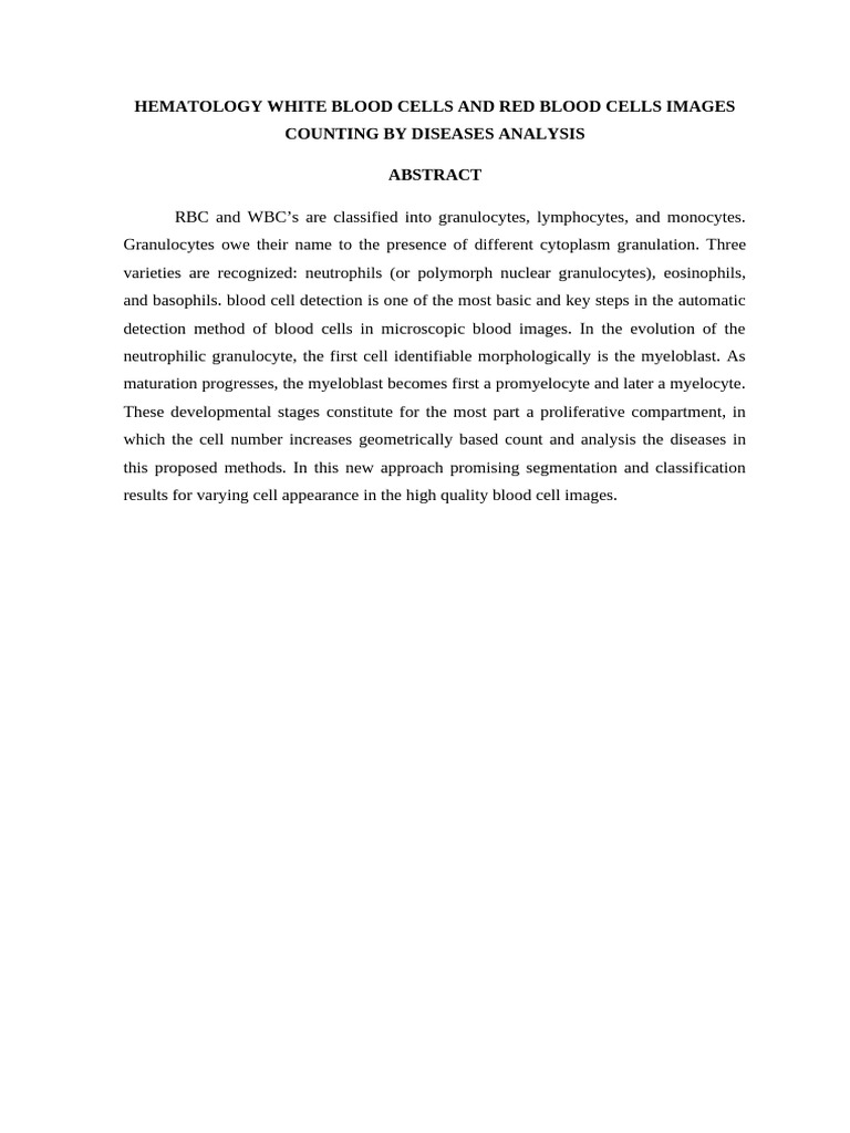 ABSTRACT RBC and WBC | PDF